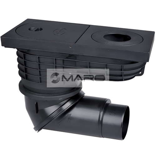 HL Lapač střešních splavenin 110/125 mm s kloubem, PP/litina, černý | MARO